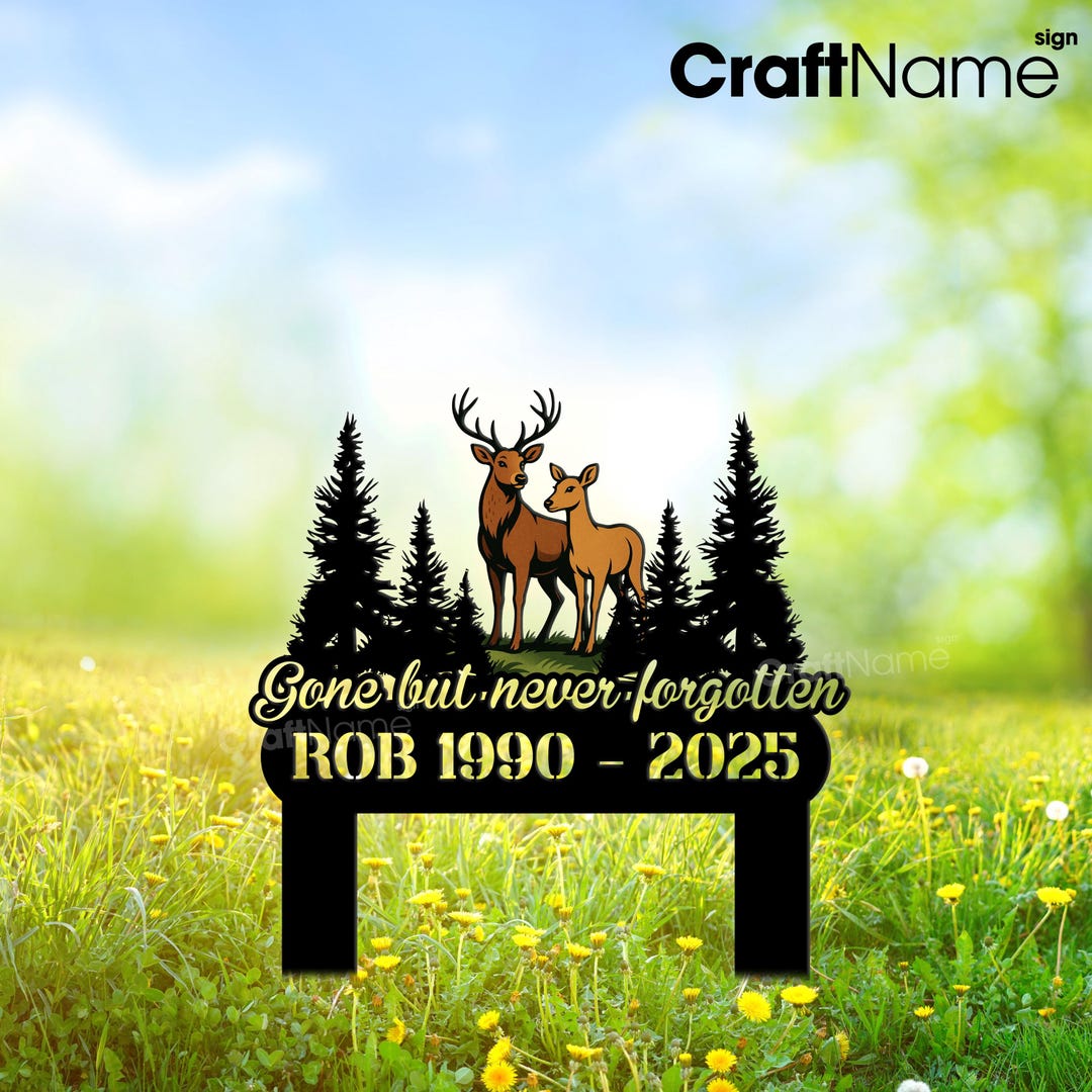 Personalized Deer Memorial Garden Metal With Stake, Deer Lover Metal ...
