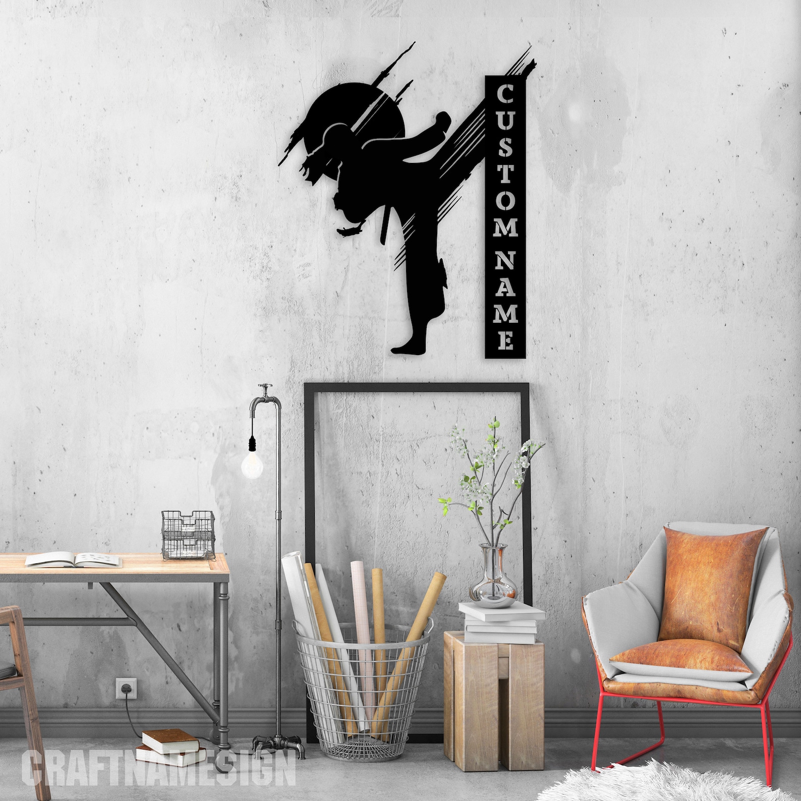 Custom Girl Karate Martial Arts Metal Wall Art With LED Light ...
