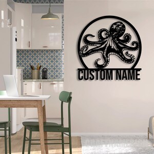Custom Octopus Tentacles Metal Sign, Octopus Metal LED Decor ...