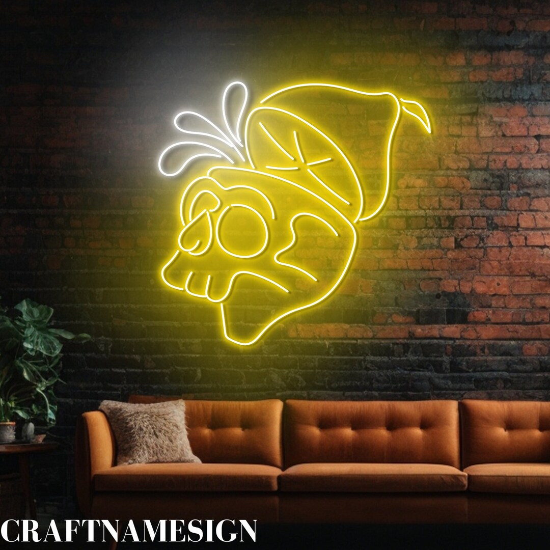 Skull Lemon Neon Sign, Sugar Skull Lemon Led Sign, Custom Neon Sign ...