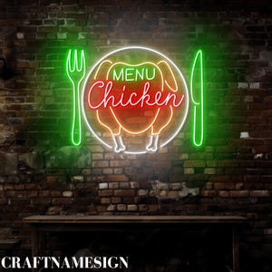 Chicken Menu Neon Sign, Chicken Restaurant Led Sign, Custom Neon Sign ...
