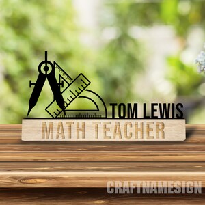 Custom Wooden Math Teacher Desk Name Plate, Mathematician Metal ...