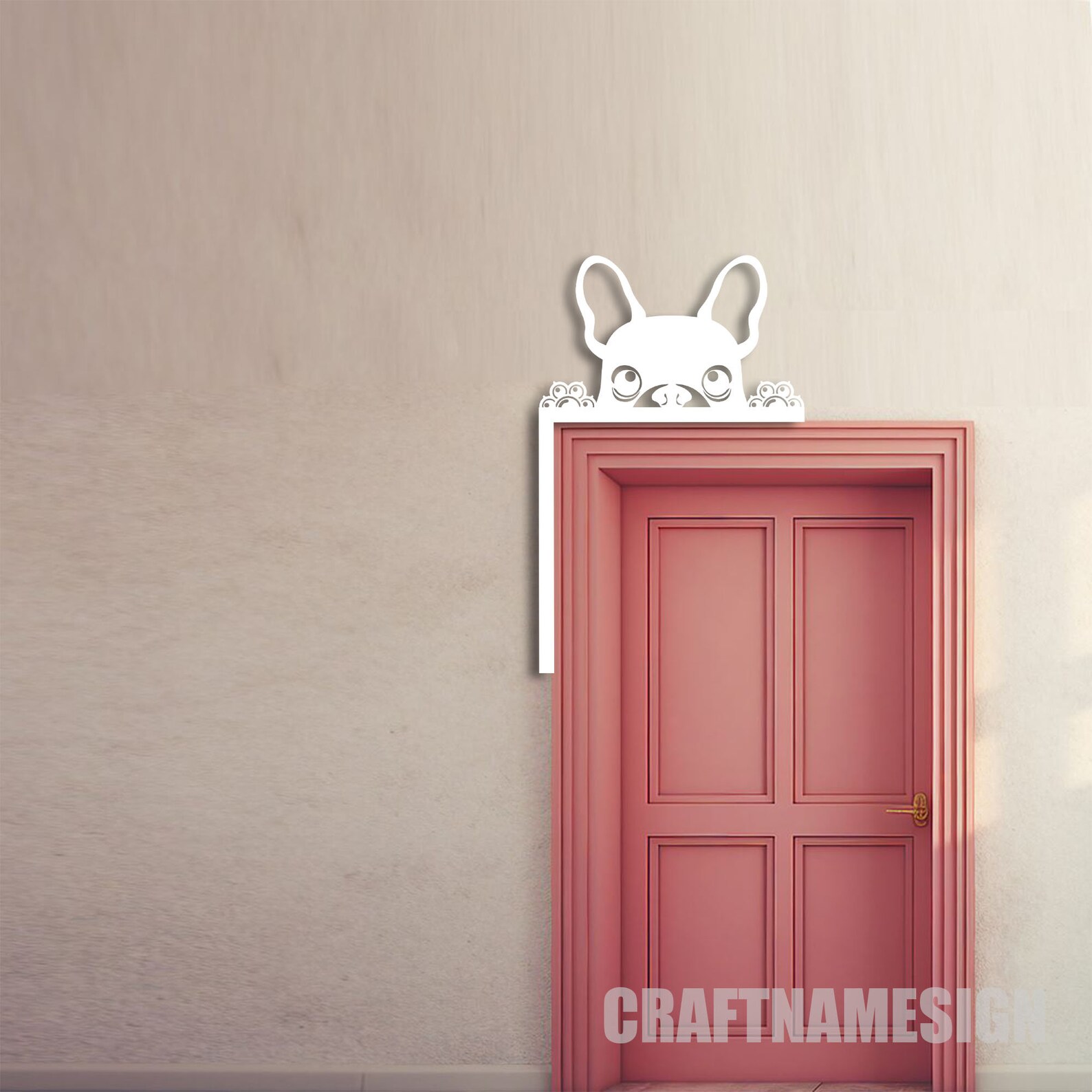 Peeking French Bulldog Door Corner Metal Wall Art, French Bulldog Door ...