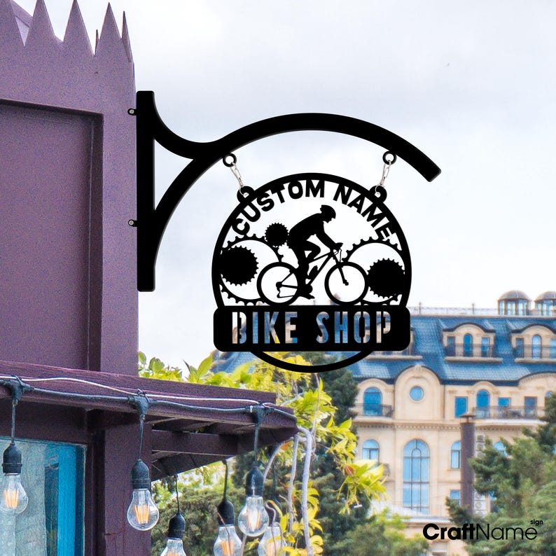 Custom Mountain Bike Shop Metal Steel Hanging Sign, Bike Shop ...