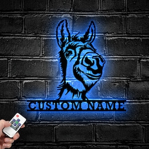 Custom Funny Donkey Farmhouse Metal Wall Art LED Light - Etsy