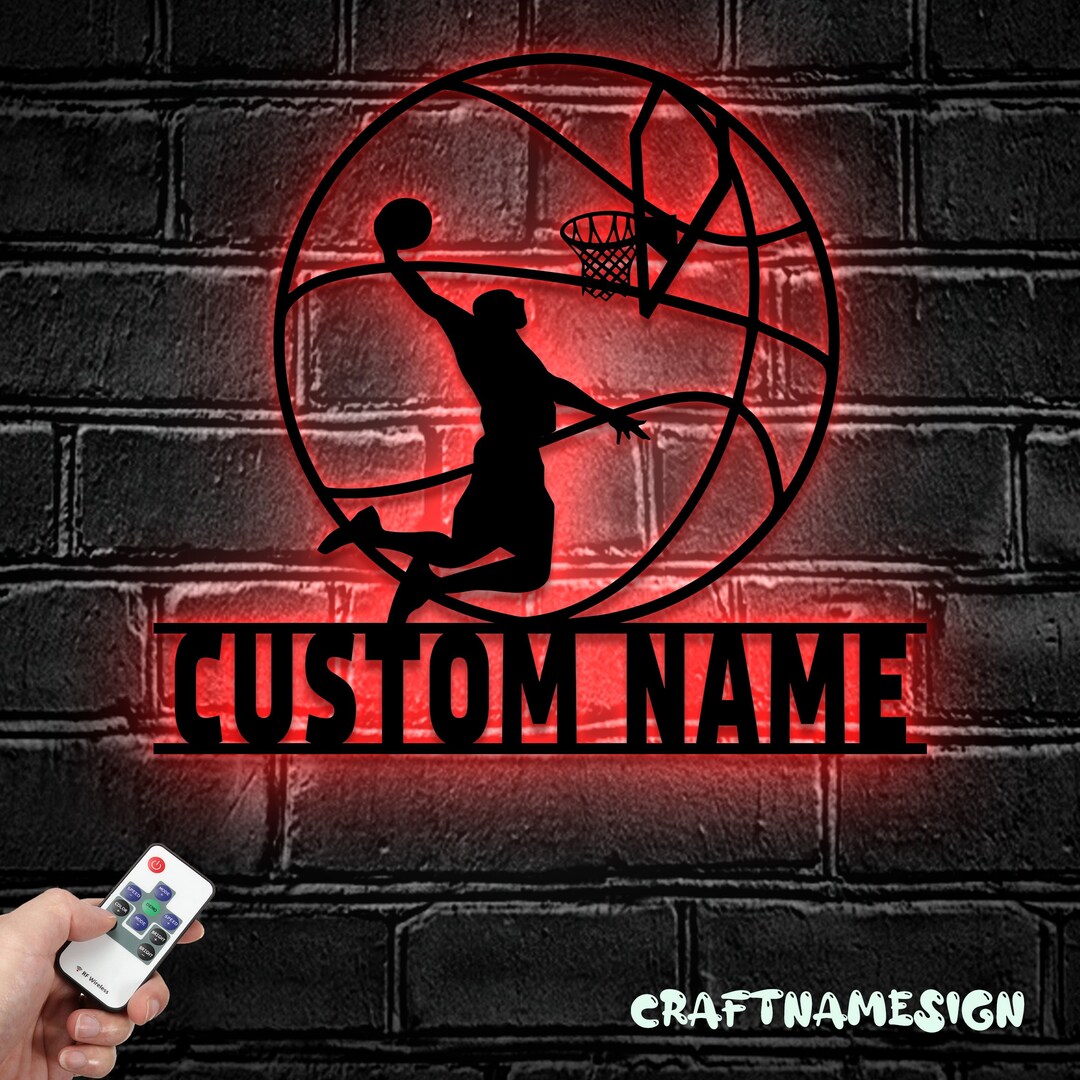 Custom Female Basketball Metal Wall Art LED Light - Personalized Girl ...