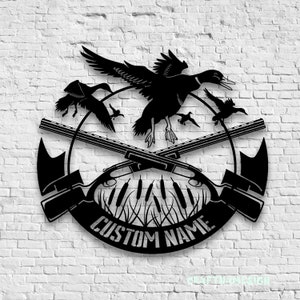 Custom Duck Hunting Metal Wall Art LED Light Personalized Hunter Name ...