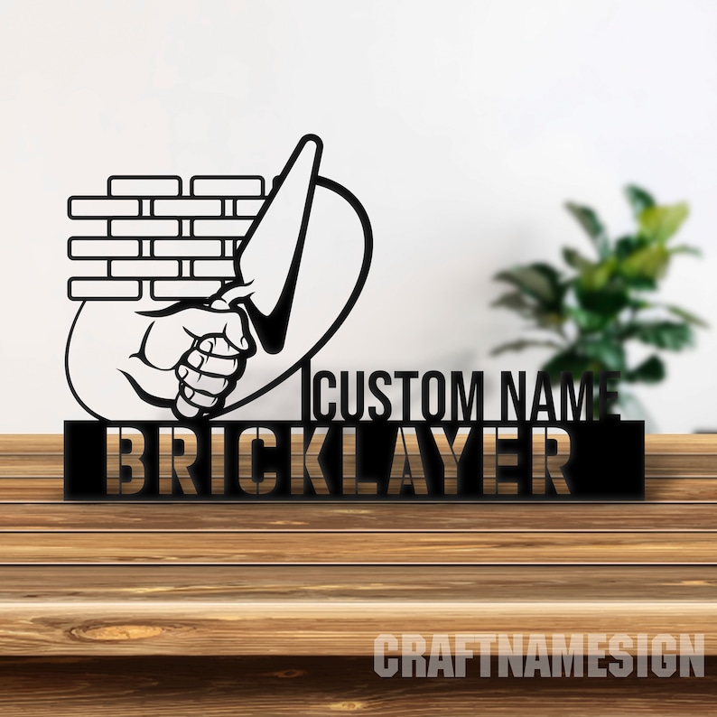 Custom Bricklayer Builder Desk Name Plate, Bricklayer Metal Nameplate ...