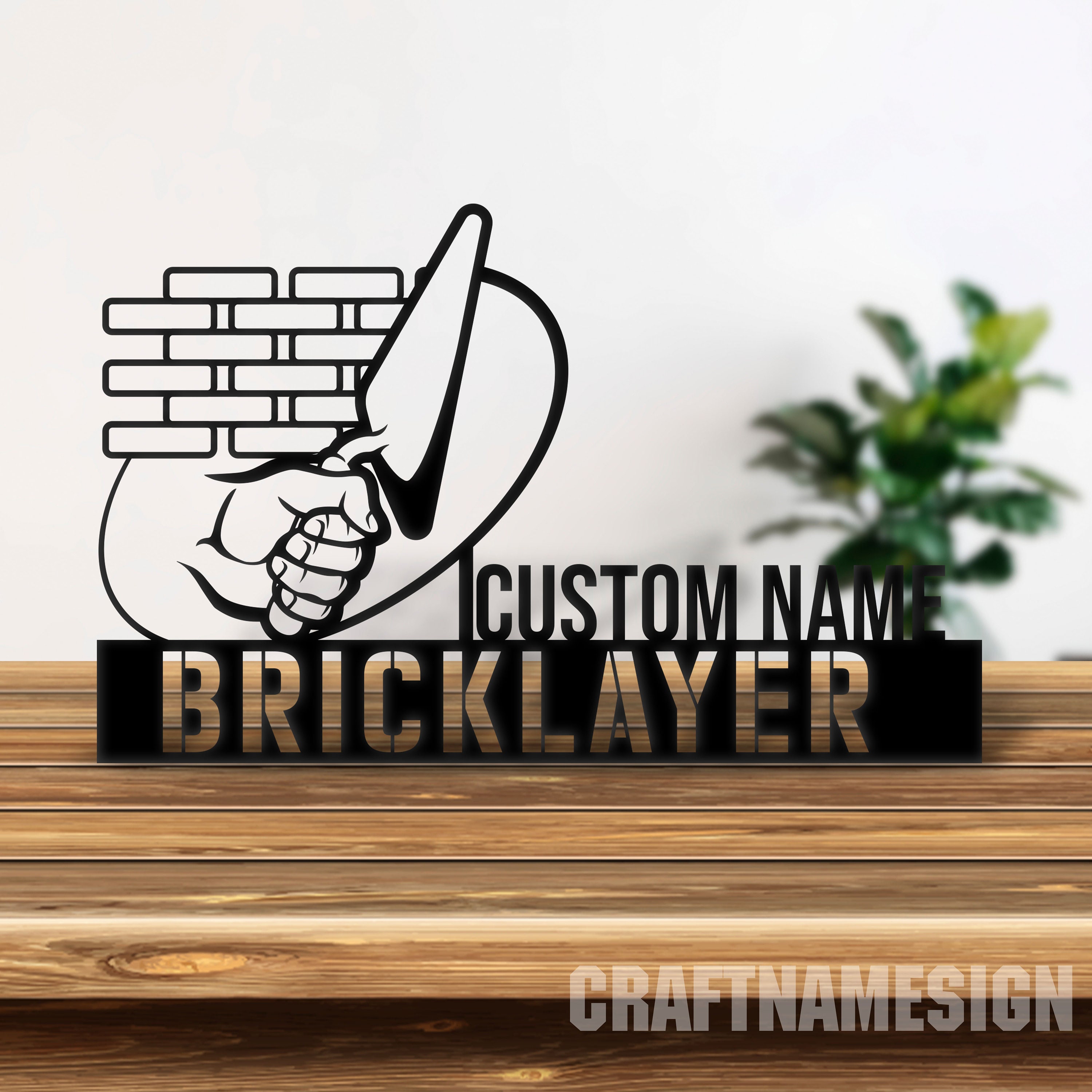 Custom Bricklayer Builder Desk Name Plate, Bricklayer Metal Nameplate ...