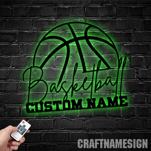 Personalized Basketball Metal Wall Art Led Light, Basketball Metal Sign ...