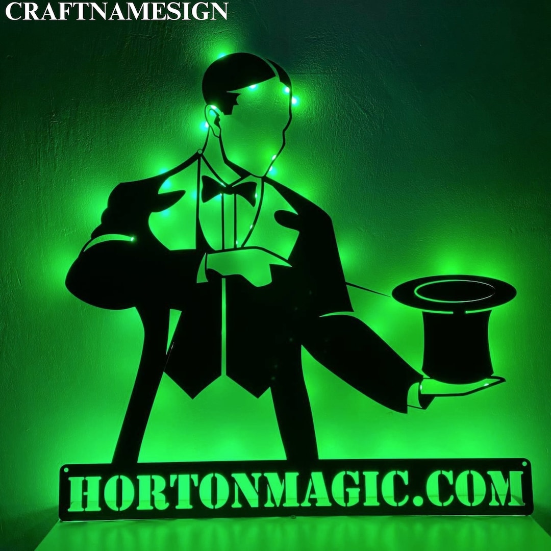 Custom Magician Metal Sign, Magician Wall Art Led Light, Personalized ...