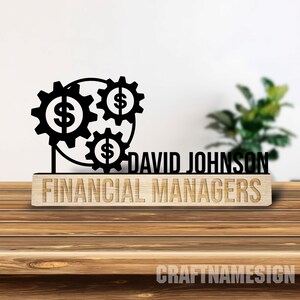 Custom Financial Manager Desk Name Plate, Financial Metal Nameplate for ...