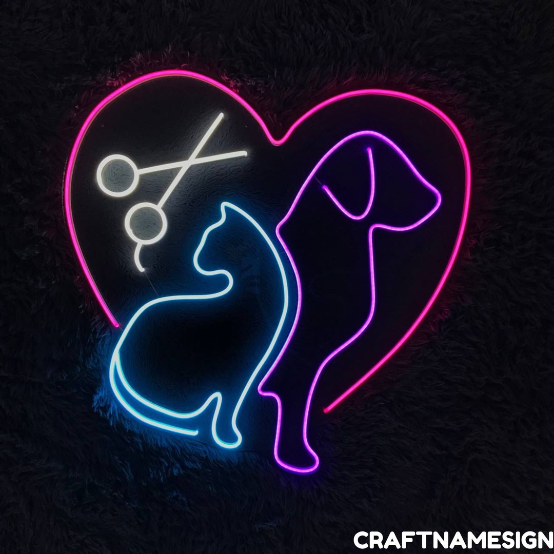 Pet Grooming Signboard Neon Sign, Pet Grooming Led Sign, Custom Neon ...