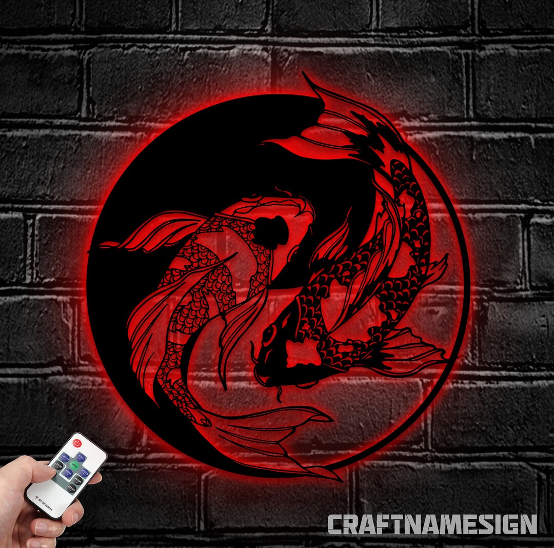 Metal Koi Fish Sign, Ying Yang Koi Fish Metal Wall Art, Koi Fish Wall ...