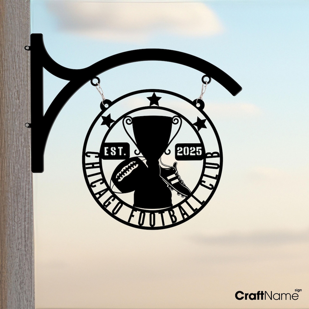 Custom American Football Club Storefront Metal Steel for Wall Hanging ...