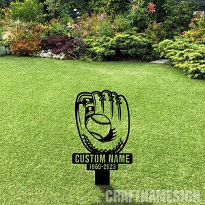 Custom Baseball Gloves Memorial Stake, Baseball Player Grave Marker ...