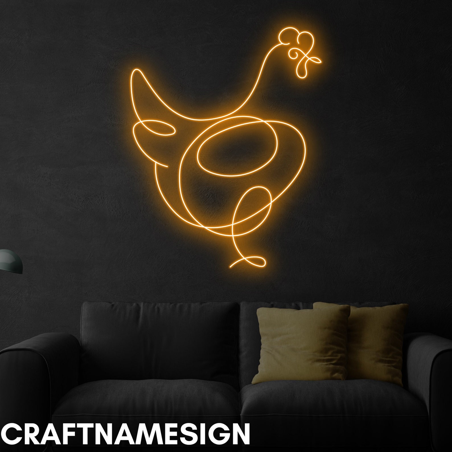 Chicken Line Neon Sign, Chicken Line Led Sign, Custom Neon Sign, Fried ...