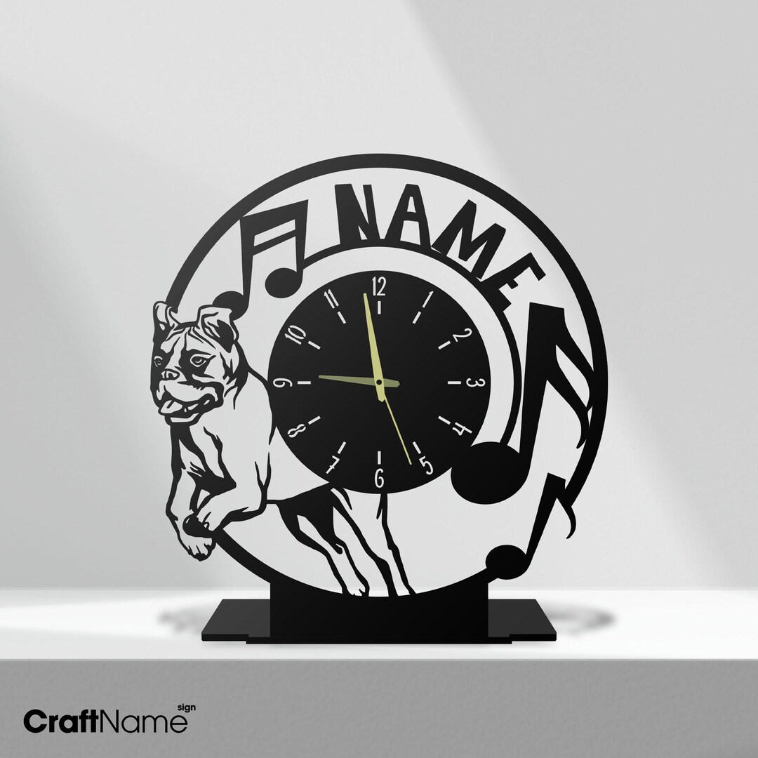 Personalized Boxer Dog Metal Silent Clock for Desk, Customized Tabletop ...