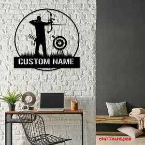 Custom Archery Metal Wall Art LED Light - Personalized Archer Name Sign ...