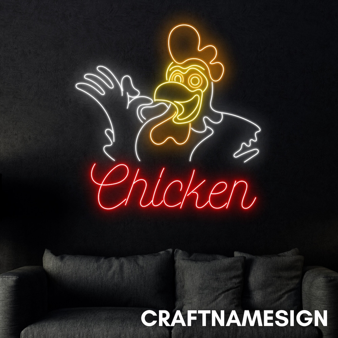 Cute Chicken Neon Sign, Fried Chicken Led Sign, Custom Neon Sign, Fried ...