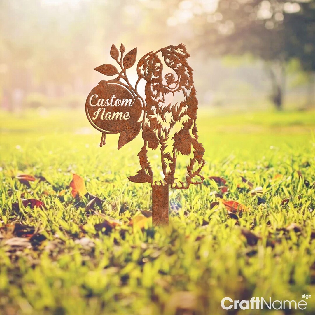 Personalized Australian Shepherd Dog Metal Rusty Plaque With Stake, Dog Memorial Metal Stakes ...