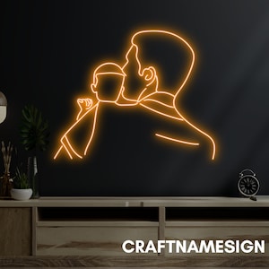 Father Kiss Son Neon Sign, Baby Father Led Sign, Custom Neon Sign ...