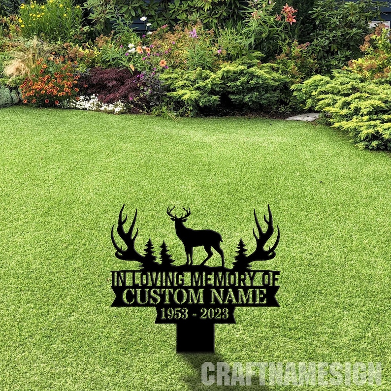 Custom Deer Hunting Memorial Stake, Cemetery Stake, Grave Marker ...
