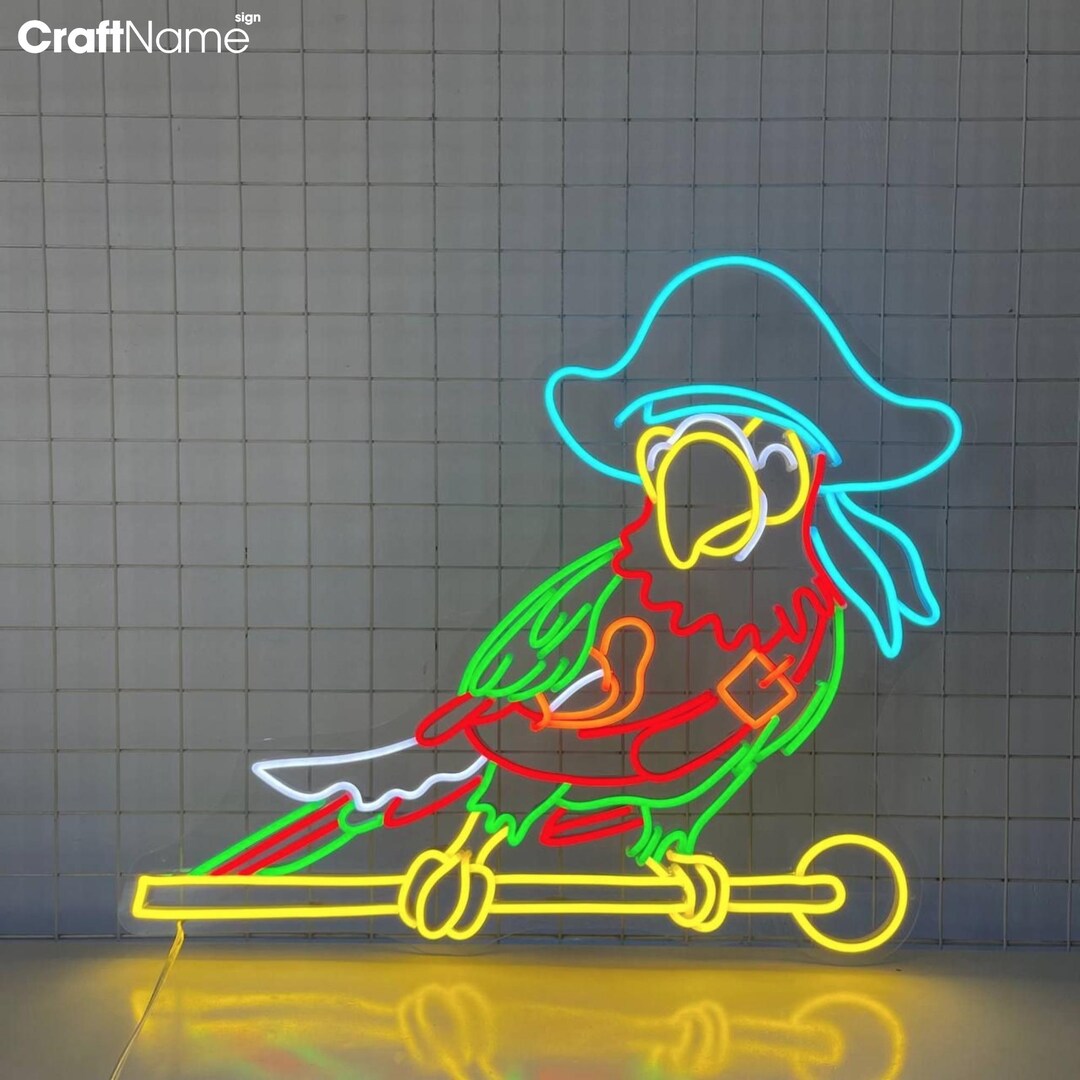 Parrot Bird Pirate Neon Sign, Parrot Pirate Led Sign for Home Decor ...