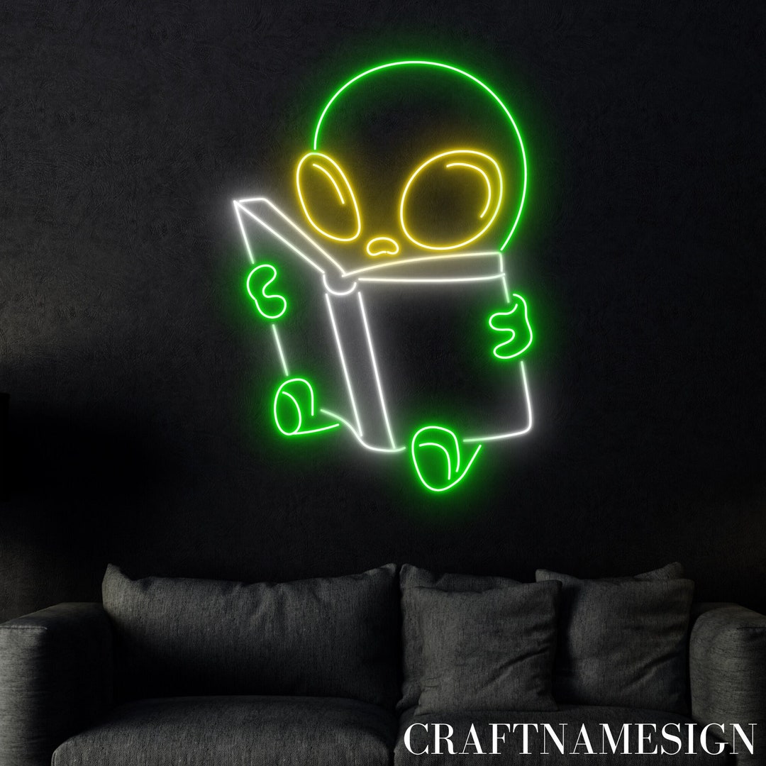 Alien Read Book Neon Sign, Alien Read Book Led Sign, Custom Neon Sign ...