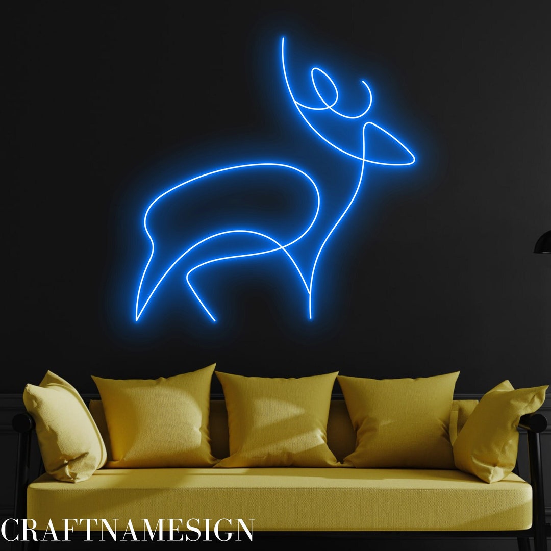 Deer Line Neon Sign, Minimalist Deer Led Sign, Custom Neon Sign, Deer ...