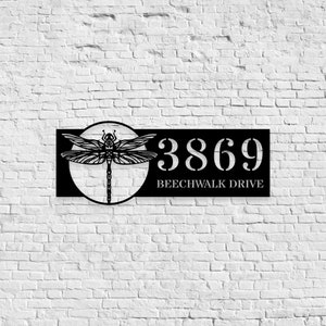 Personalized Dragonfly Metal Address Sign, Dragonfly House Number ...
