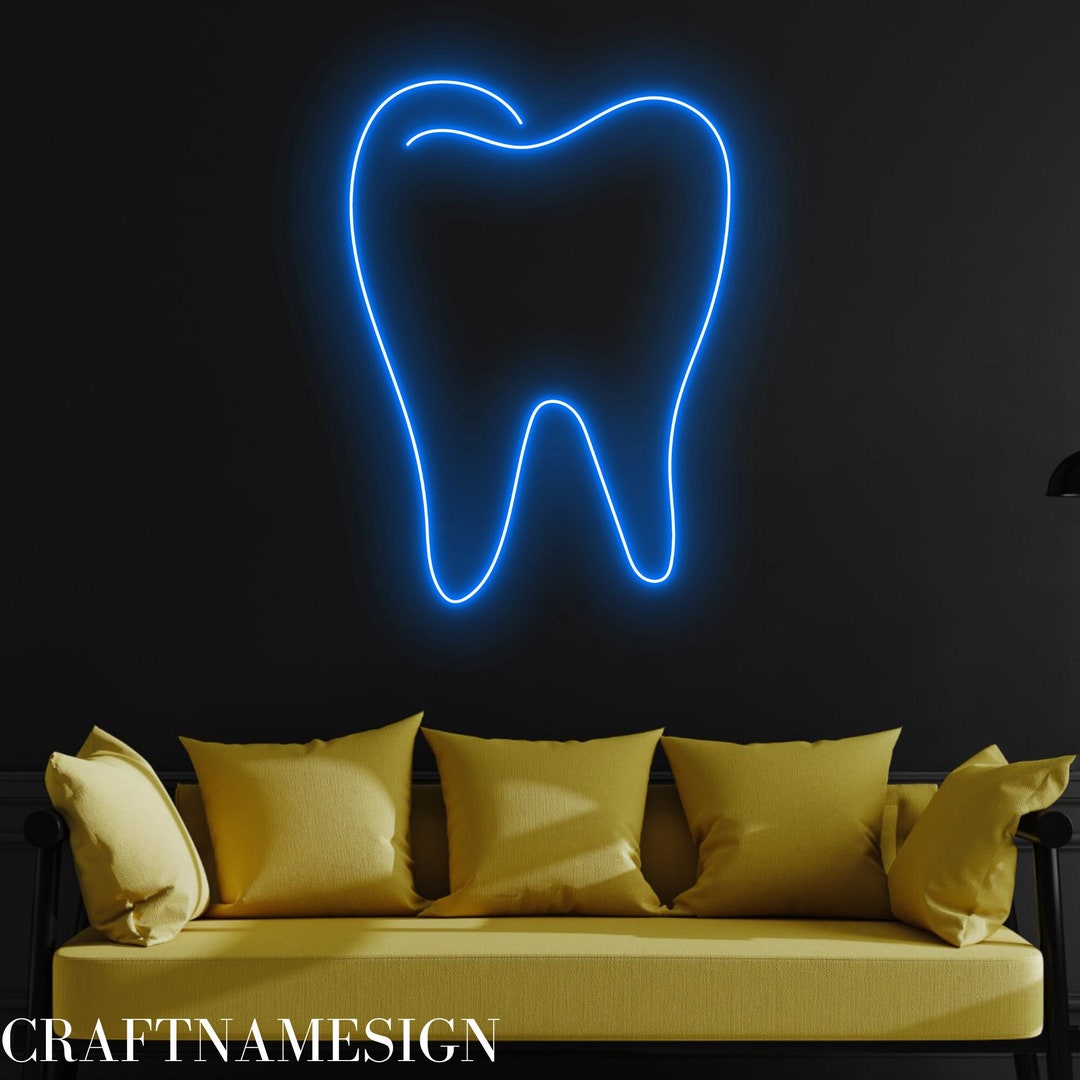 Tooth Line Neon Sign, Tooth Led Sign, Custom Neon Sign, Dentist Room ...