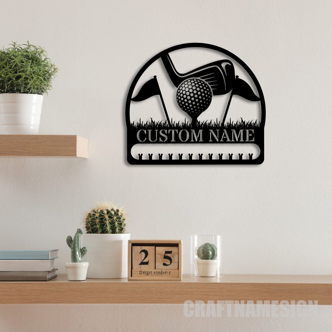 Custom Metal Golf Lover Medal Hanger Wall Art Led Light, Golfer Medal ...