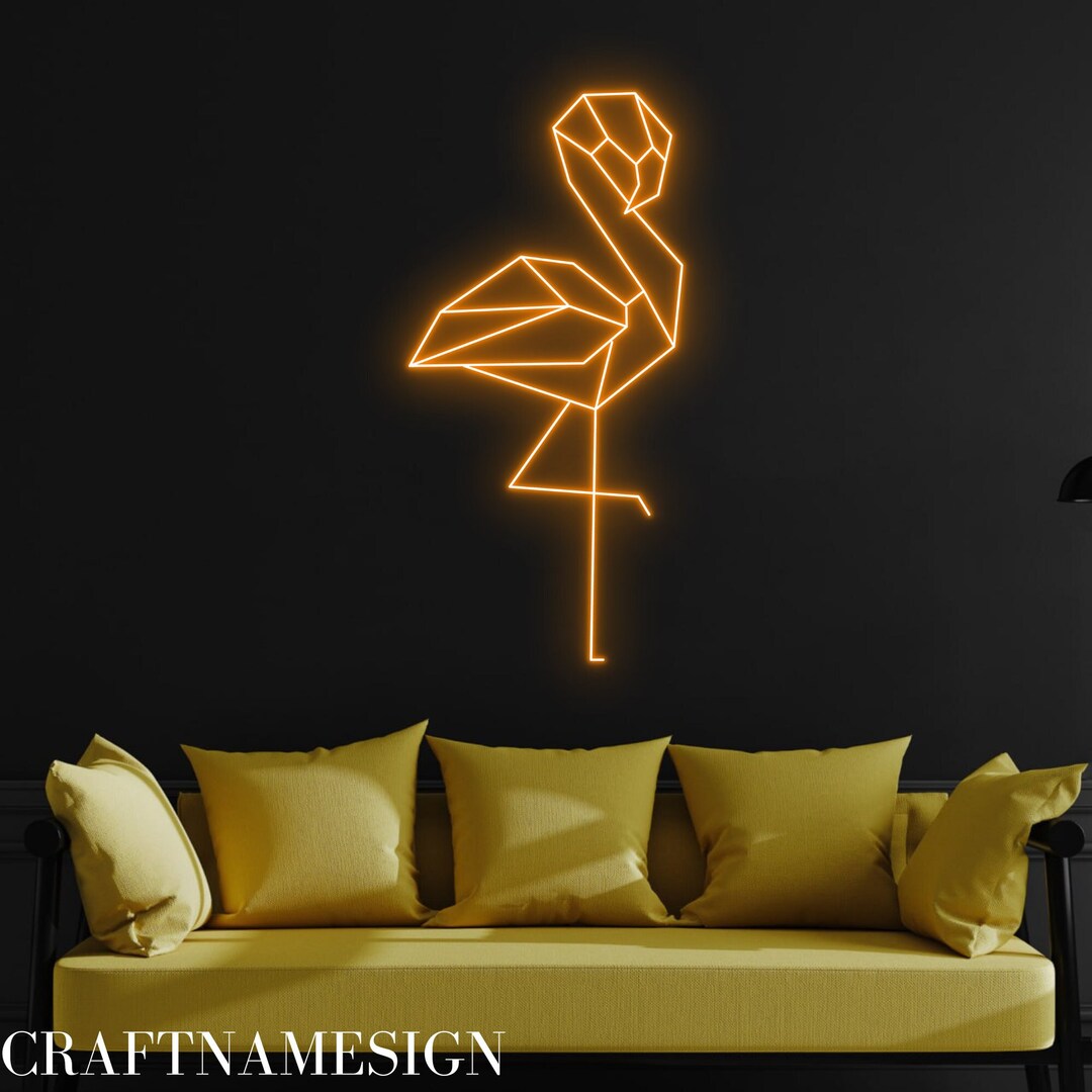 Geometric Flamingo Neon Sign, Flamingo Geometric Led Sign, Custom Neon ...