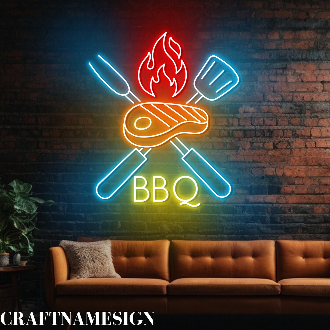 Beef Pork BBQ Neon Led Sign, Custom Neon Lights, BBQ Party Restaurant ...