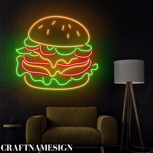 Burger Neon Light for Fast Food Restaurant Decoration, Burger Led Sign ...