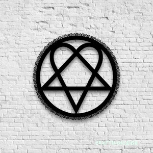 Heartagram Symbol Metal Wall Art LED Light Heart Pentagram Shaped Sign ...