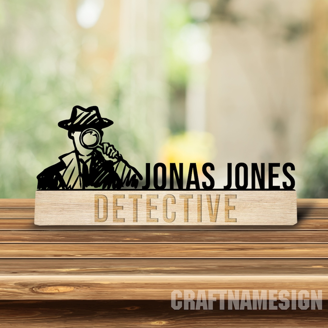 Custom Wooden Detective Desk Name Plate, Investigator Metal Nameplate ...