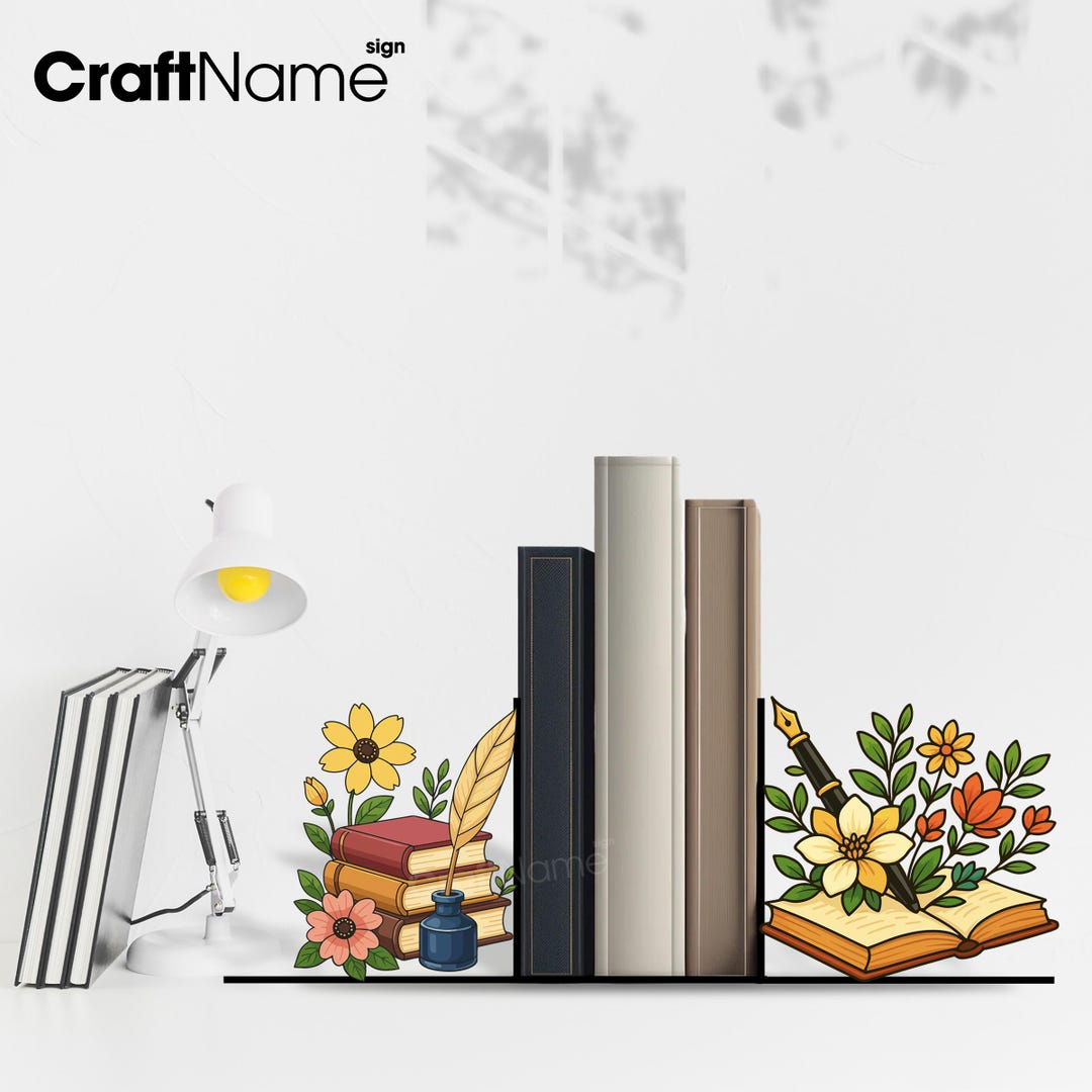 Poet Theme Metal Bookends, Artistic Book Holder Stand for Reading Nook ...