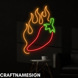 Fire Chilli Neon Sign, Fire Chilli Led Sign, Custom Neon Sign, Spicy ...