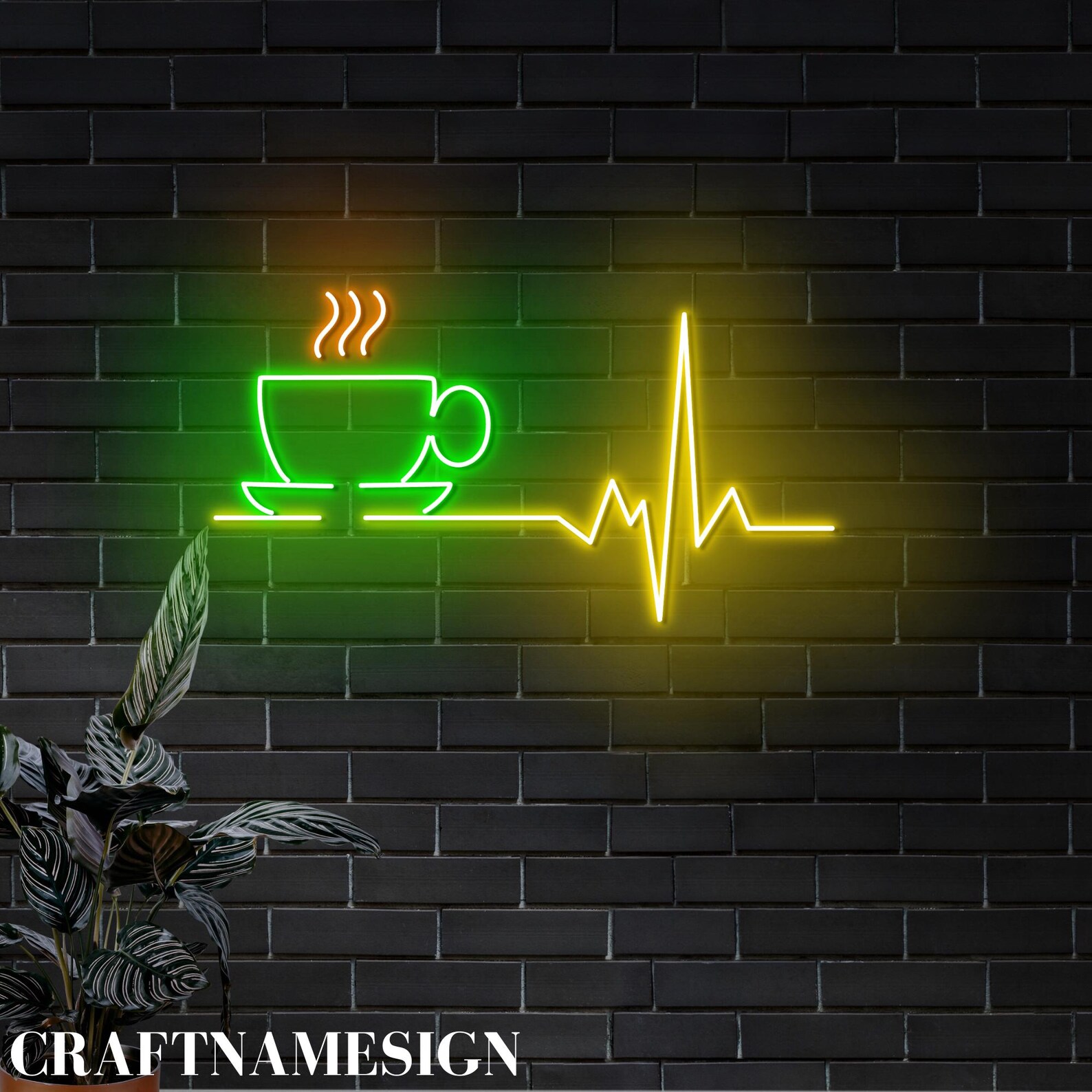 Coffee Heartbeat Neon Sign for Modern Coffee Shop Decor, Custom Neon ...