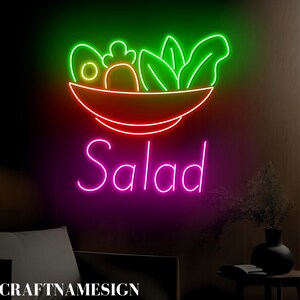Salad Neon Sign, Vegetable Salad Led Sign, Open Salad Shop Neon Light ...