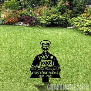 Custom Policeman Police Officer Memorial Stake, Grave Marker, Metal ...