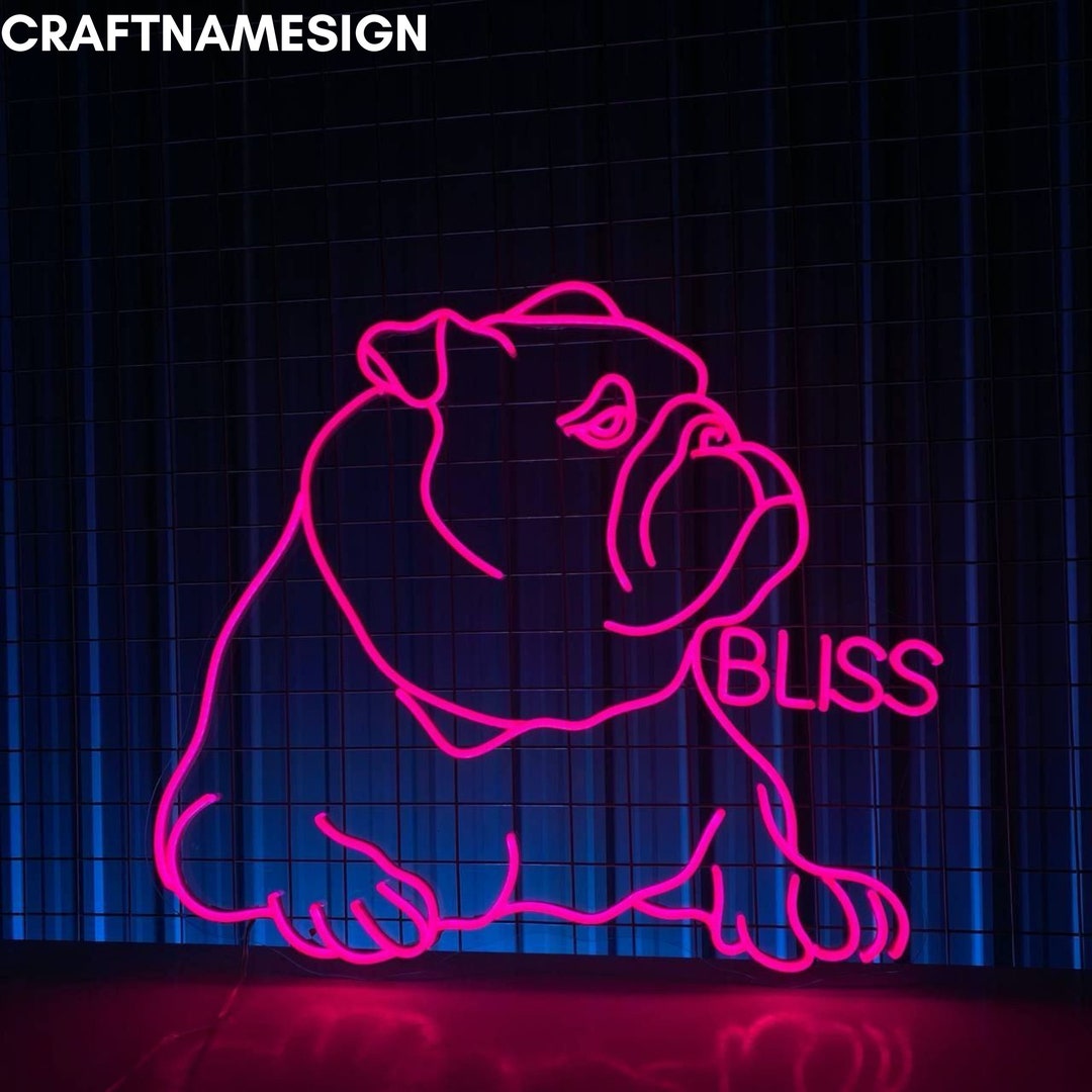 Custom Bulldog Neon Led Light up Kid Room Decor, Custom Neon Signs ...