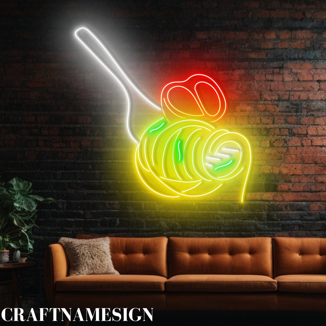 Pasta Fork Neon Led Light, Custom Neon Sign for Italian Pasta ...
