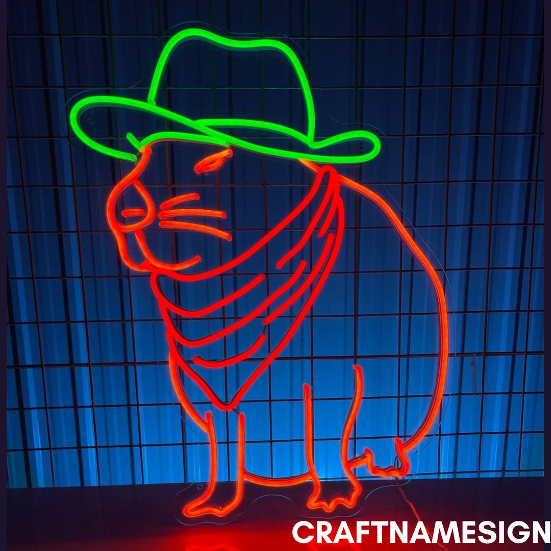 Cowboy Capybara Neon Sign, Cowboy Capybara Led Sign, Custom Neon Sign ...