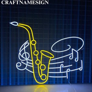 Saxophone Music Flow Neon Sign, Saxophone Club Led Sign, Custom Neon ...