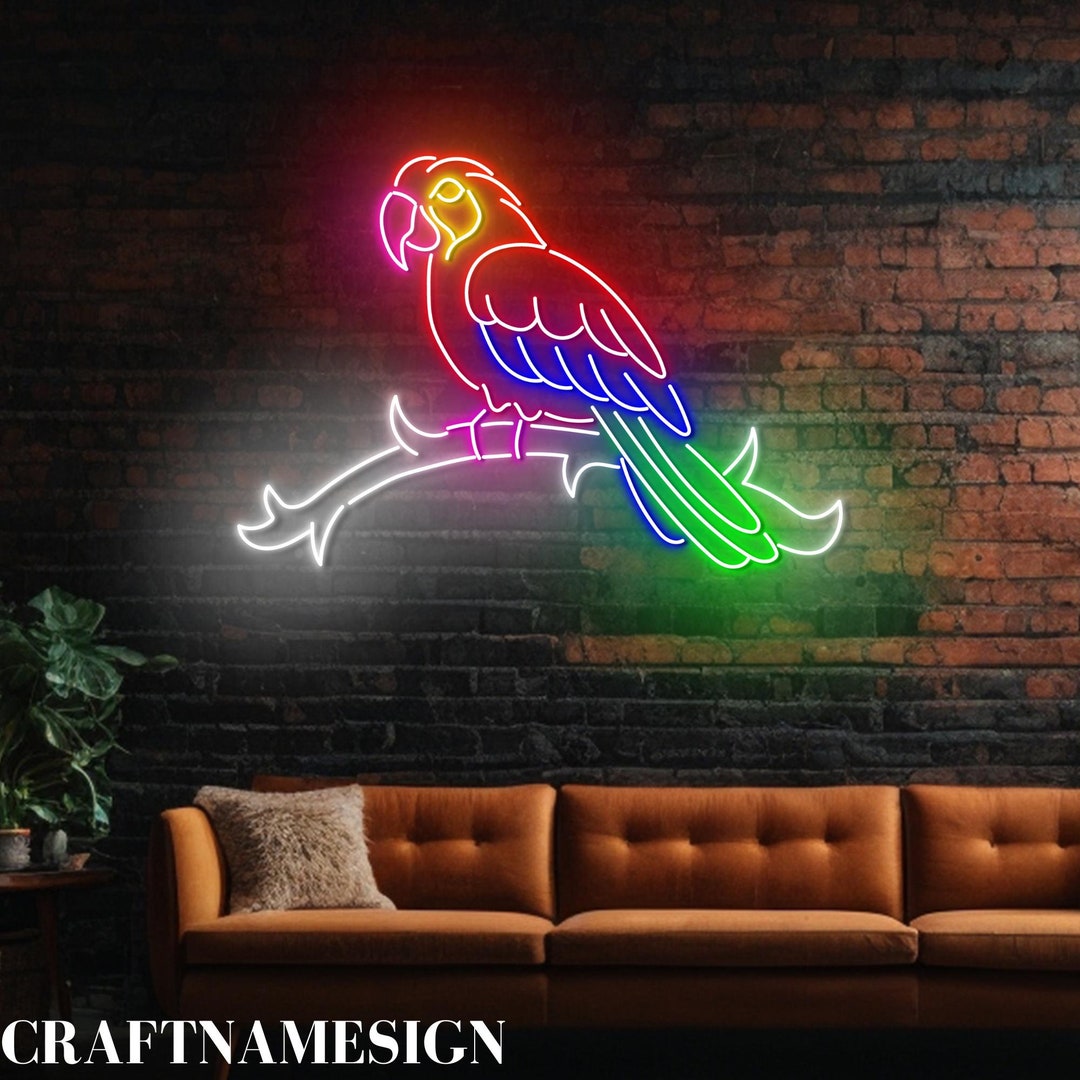 Parrot on Branch Neon Sign, Parrot Bird Led Sign, Custom Neon Sign ...
