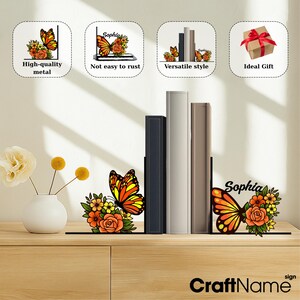 Custom Metal Bookend, Personalized Name Letter Logo Book Ends, Book ...