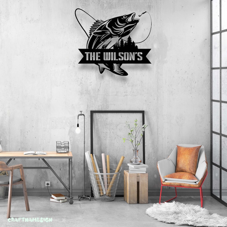 Custom Walleye Fishing Metal Wall Art LED Light - Personalized Fisher ...